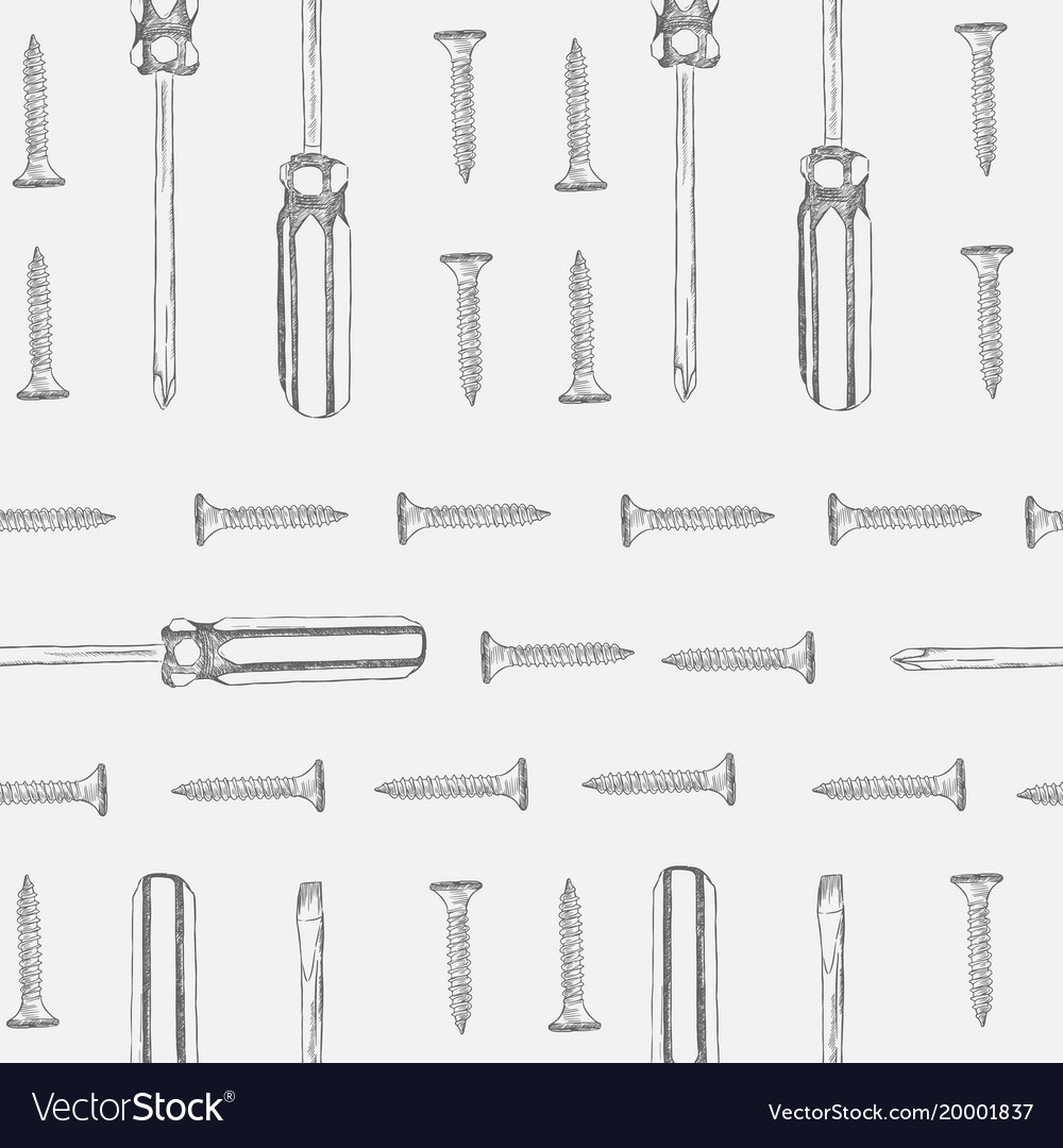Screw and driver seamless pattern Royalty Free Vector Image