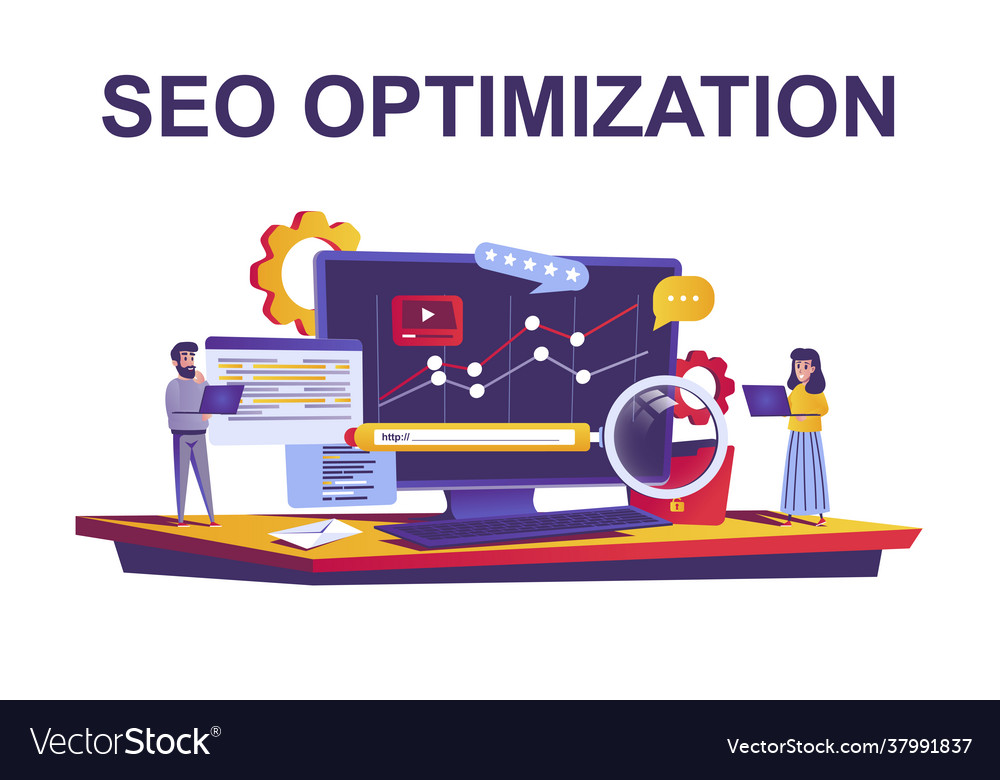 Seo optimization web concept in flat style Vector Image