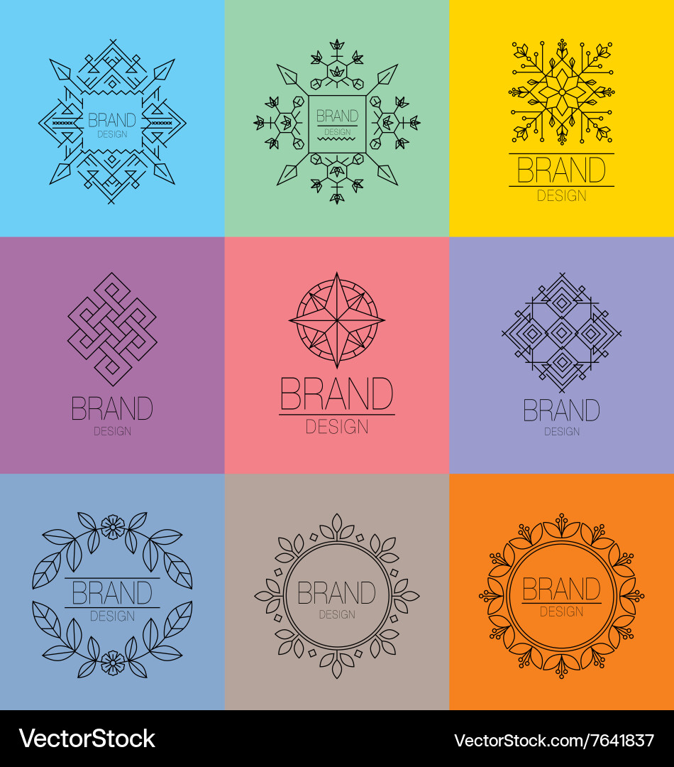 Set of art line brand elements Royalty Free Vector Image