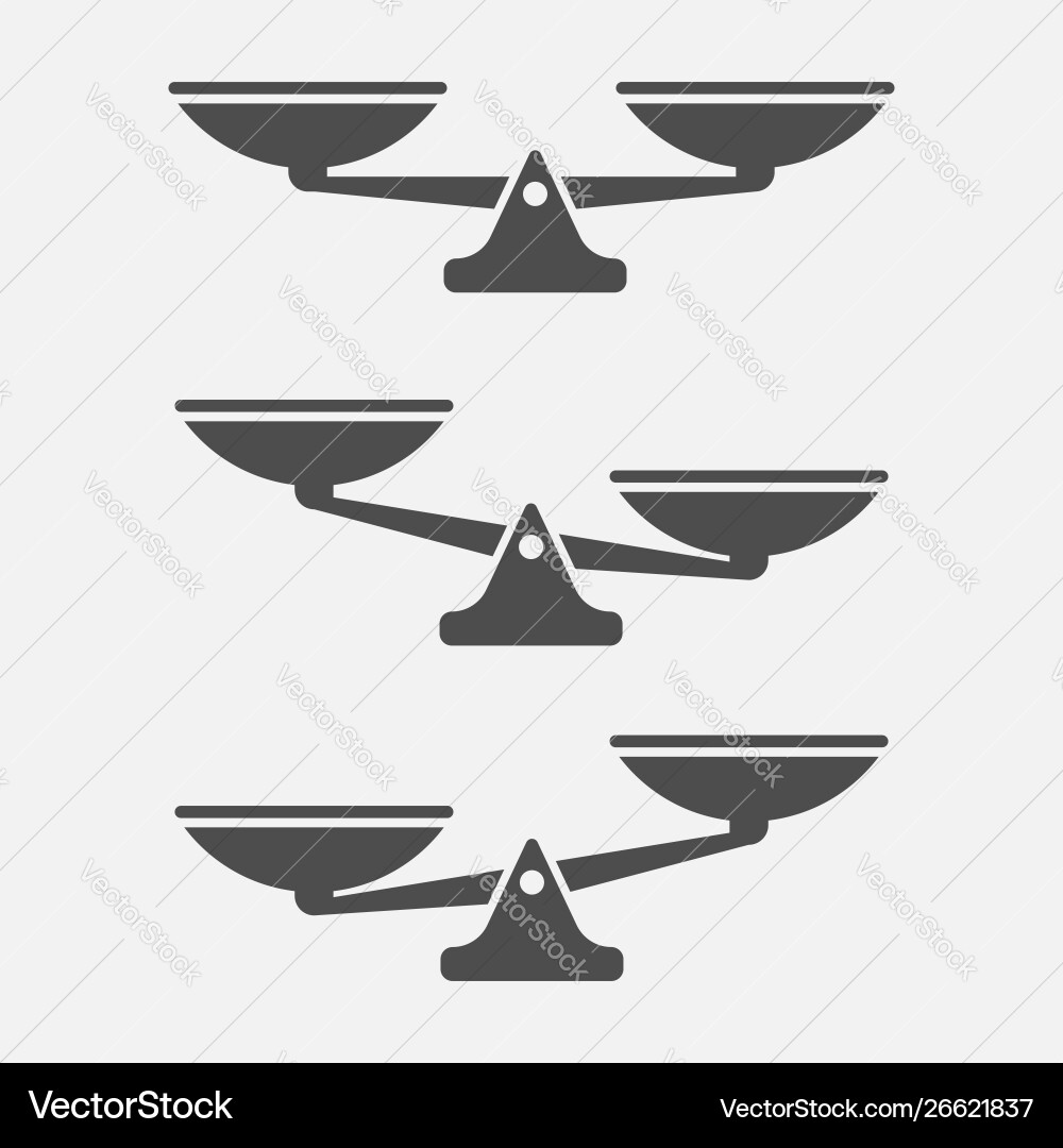 Set scales balance isolated on white Royalty Free Vector