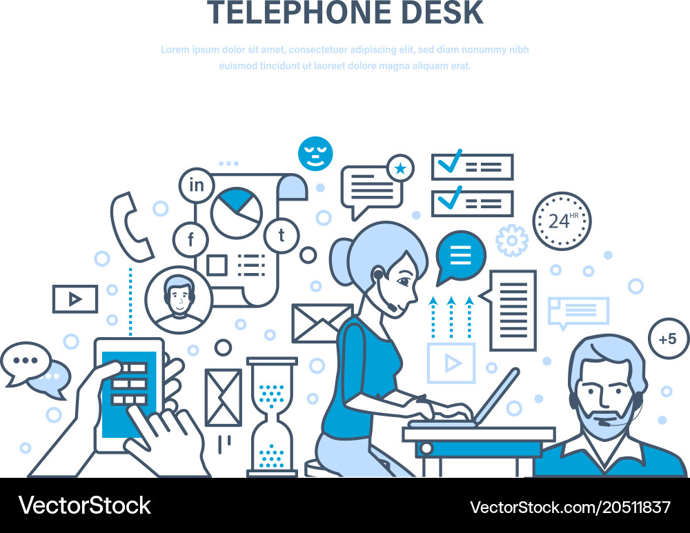 Telephone desk workplace workflow office room Vector Image