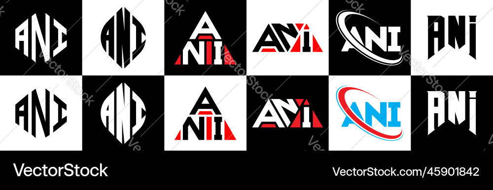 Ani letter logo design in six style polygon Vector Image
