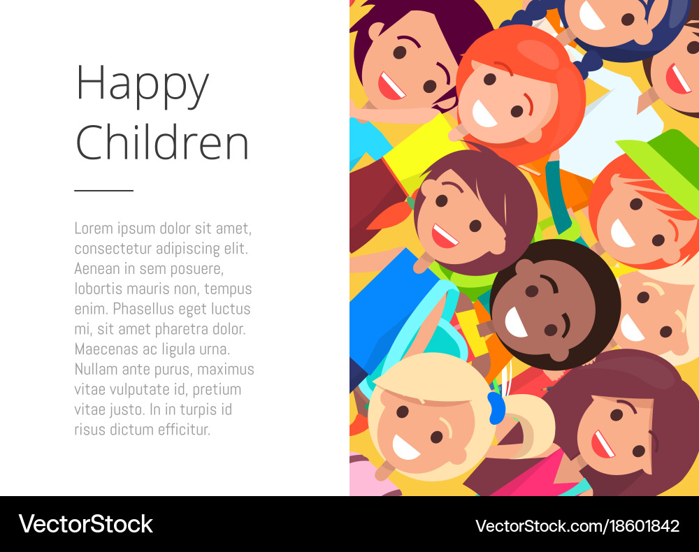 Banner with happy children faces place for text Vector Image