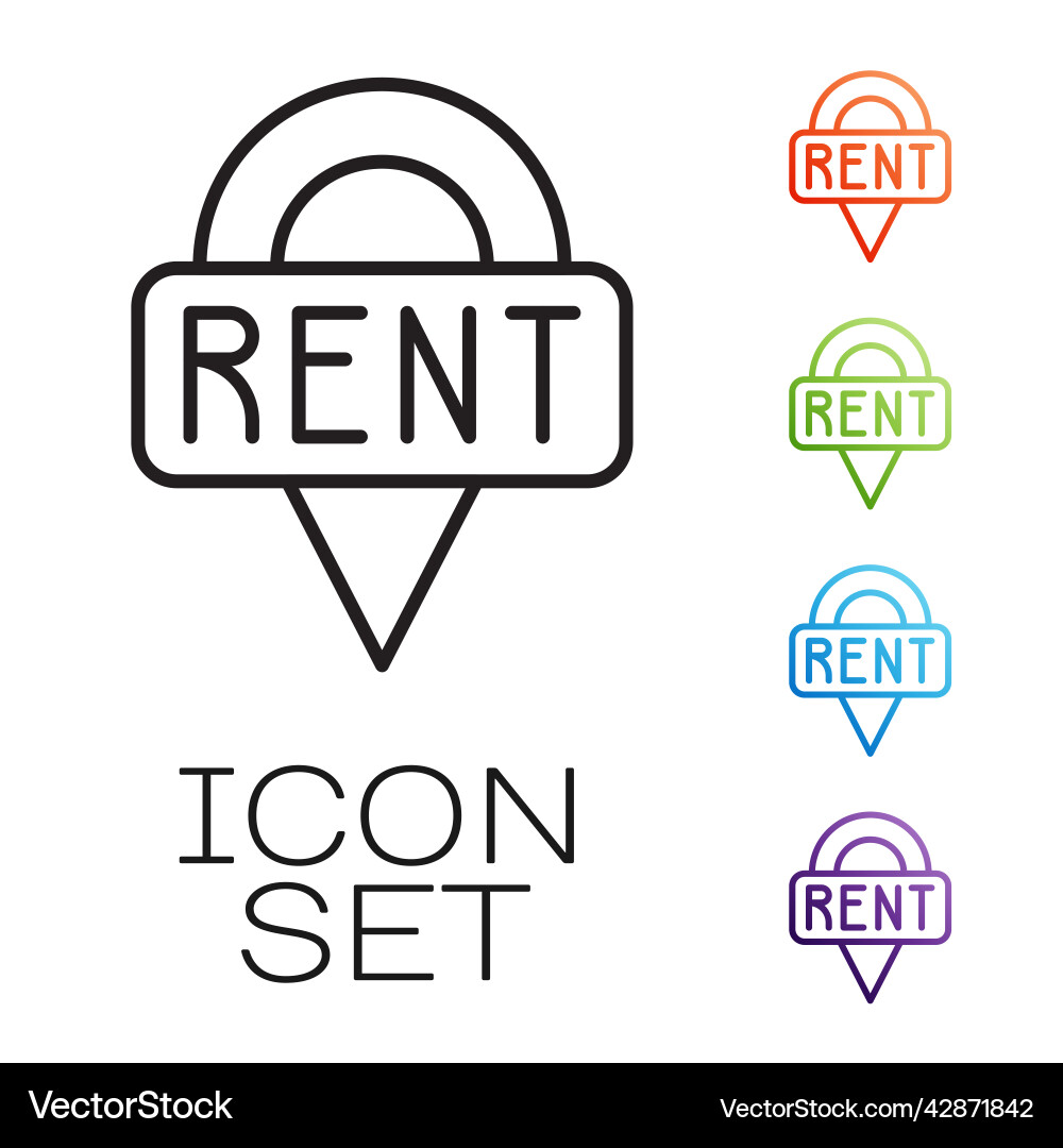 Black line location key icon isolated on white Vector Image