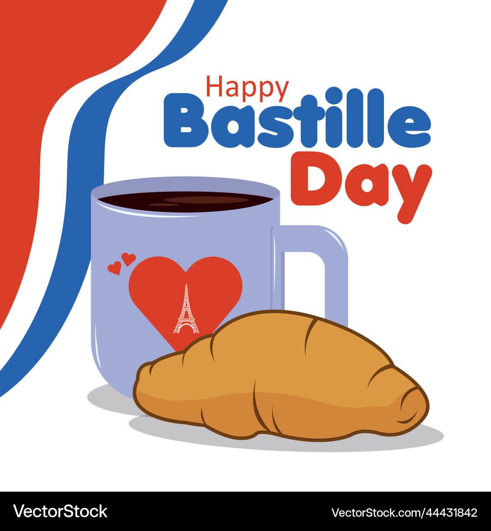 Colored happy bastille day poster with coffee Vector Image