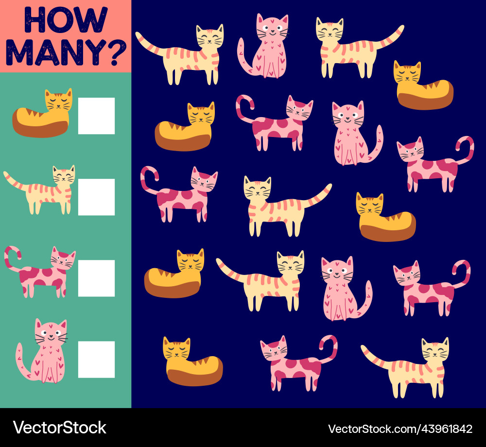 How many cat game for children printable worksheet