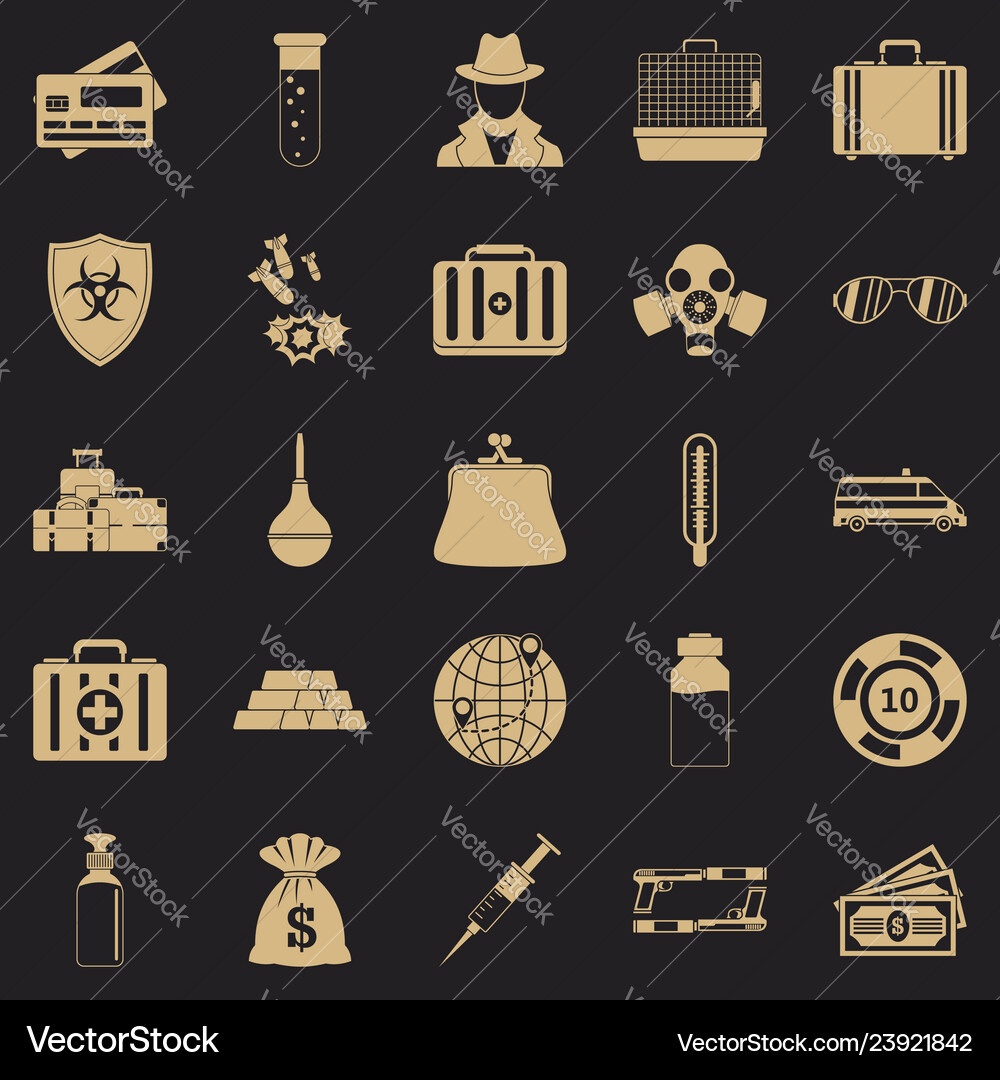 Investigation icons set simple style Royalty Free Vector