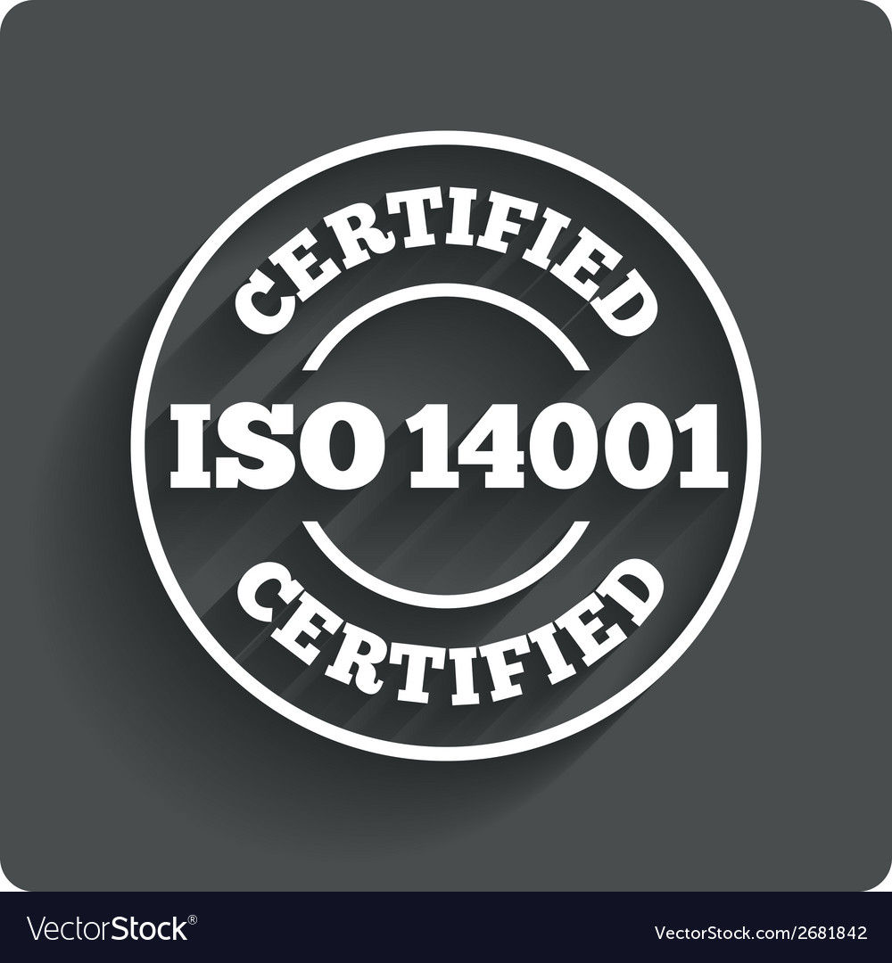 Iso 14001 certified sign certification stamp Vector Image