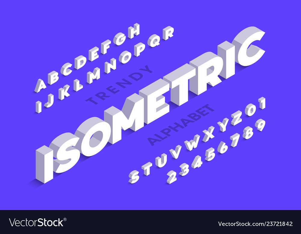 Isometric 3d font design three-dimensional Vector Image Isometric 3d font design three-dimensional Vector Image