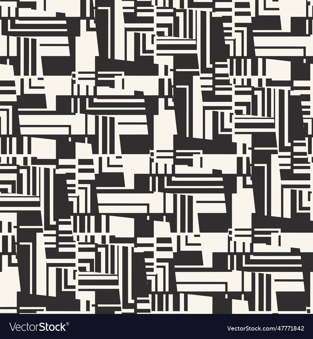 Monochrome broken geometric textured pattern Vector Image