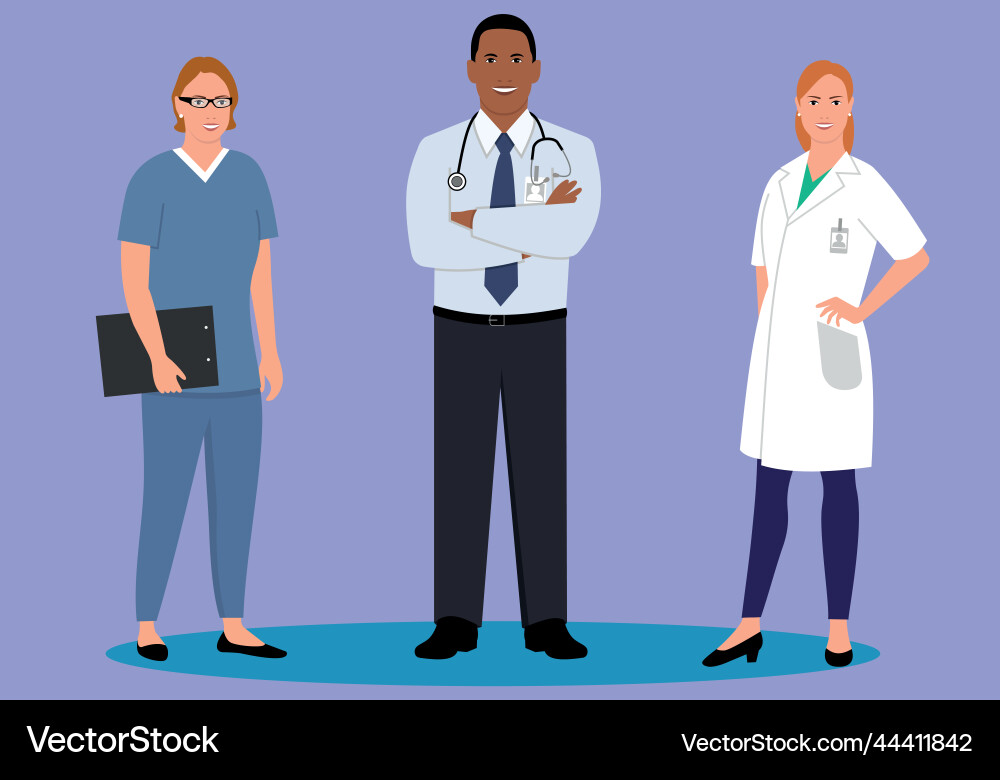 Professional health workers stand against Vector Image
