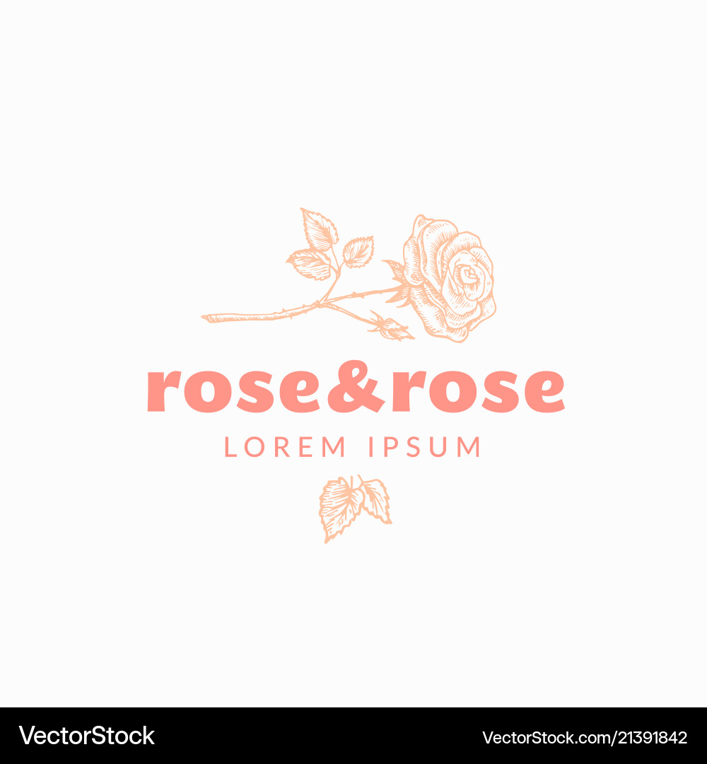 Rose and abstract sign symbol or logo Royalty Free Vector