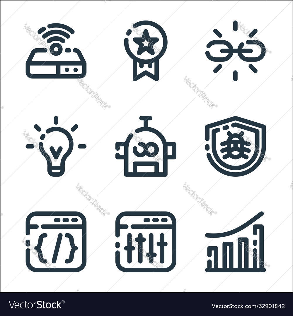 Seo marketing line icons linear set quality line Vector Image