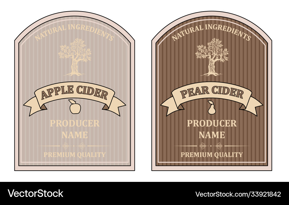 Set labels for apple and pear cider template retro