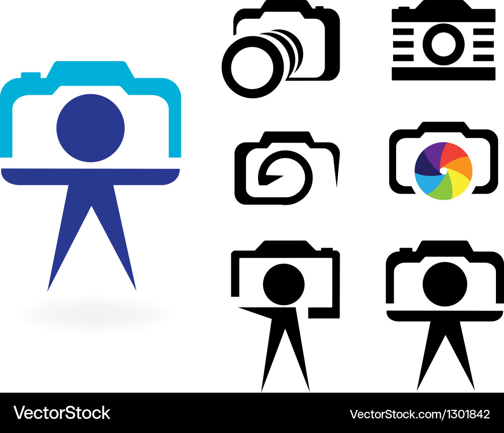 Set of stylized photo cameras Royalty Free Vector Image