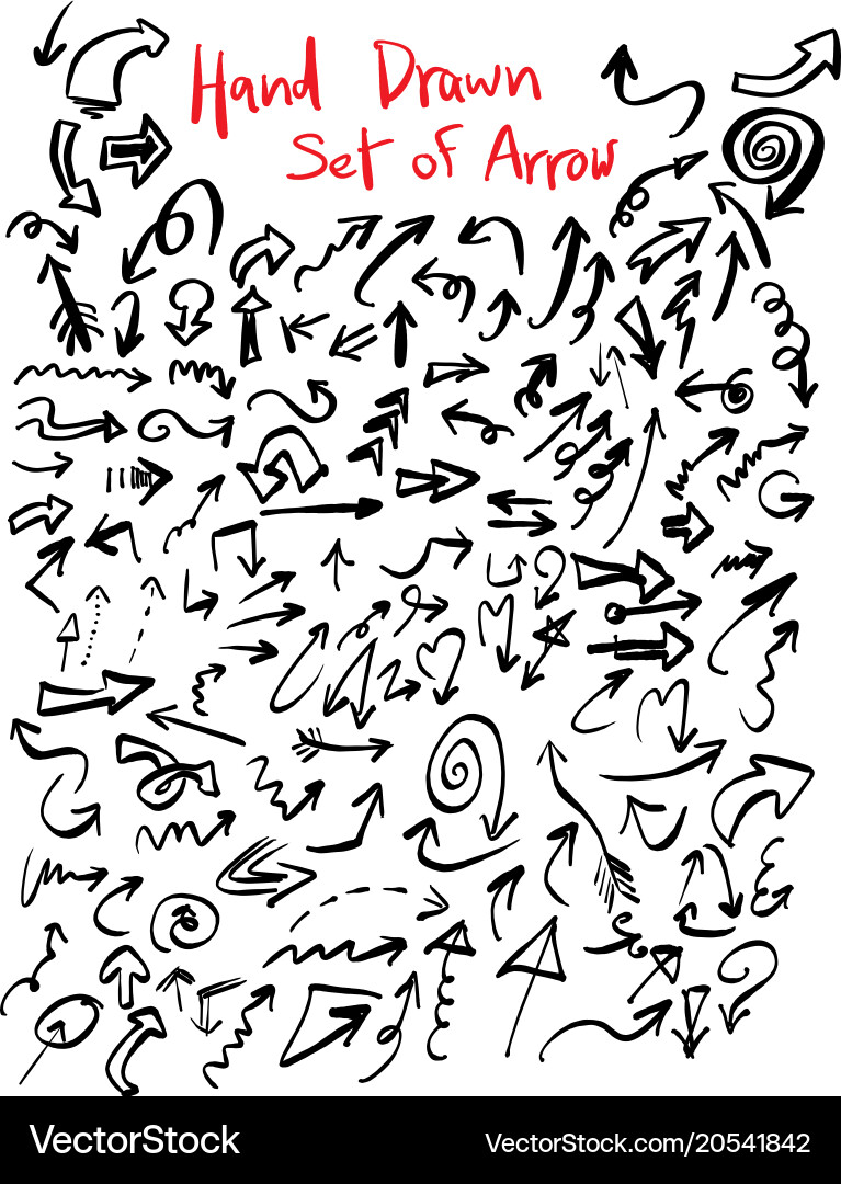 Various styles of arrow set sketch Royalty Free Vector Image