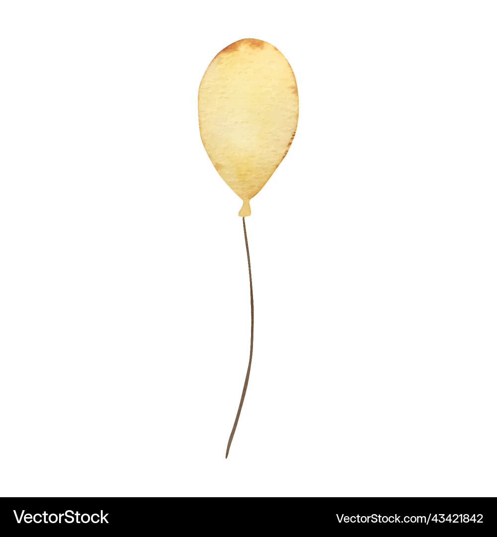Watercolor yellow balloon Royalty Free Vector Image