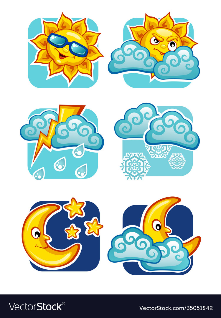 Weather forecast icons set Royalty Free Vector Image