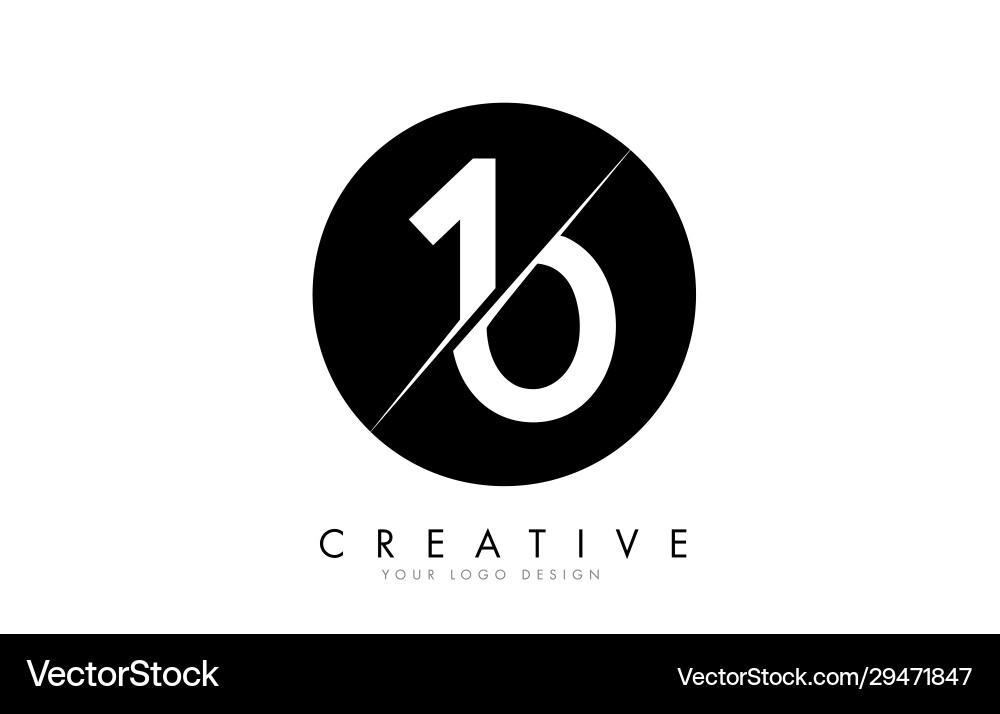 10 1 0 number logo design with a creative cut Vector Image