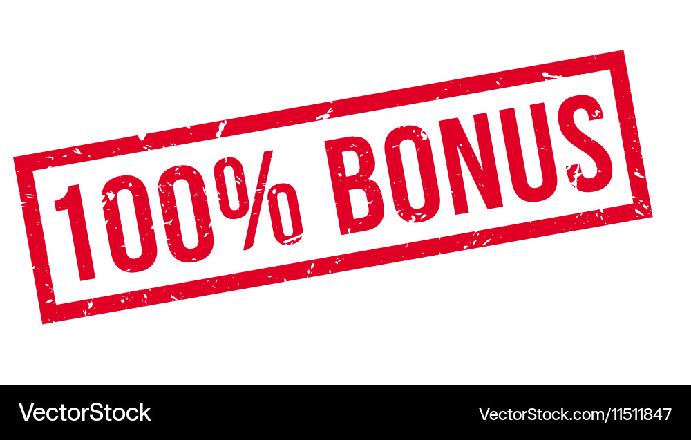 100 percent bonus rubber stamp Royalty Free Vector Image