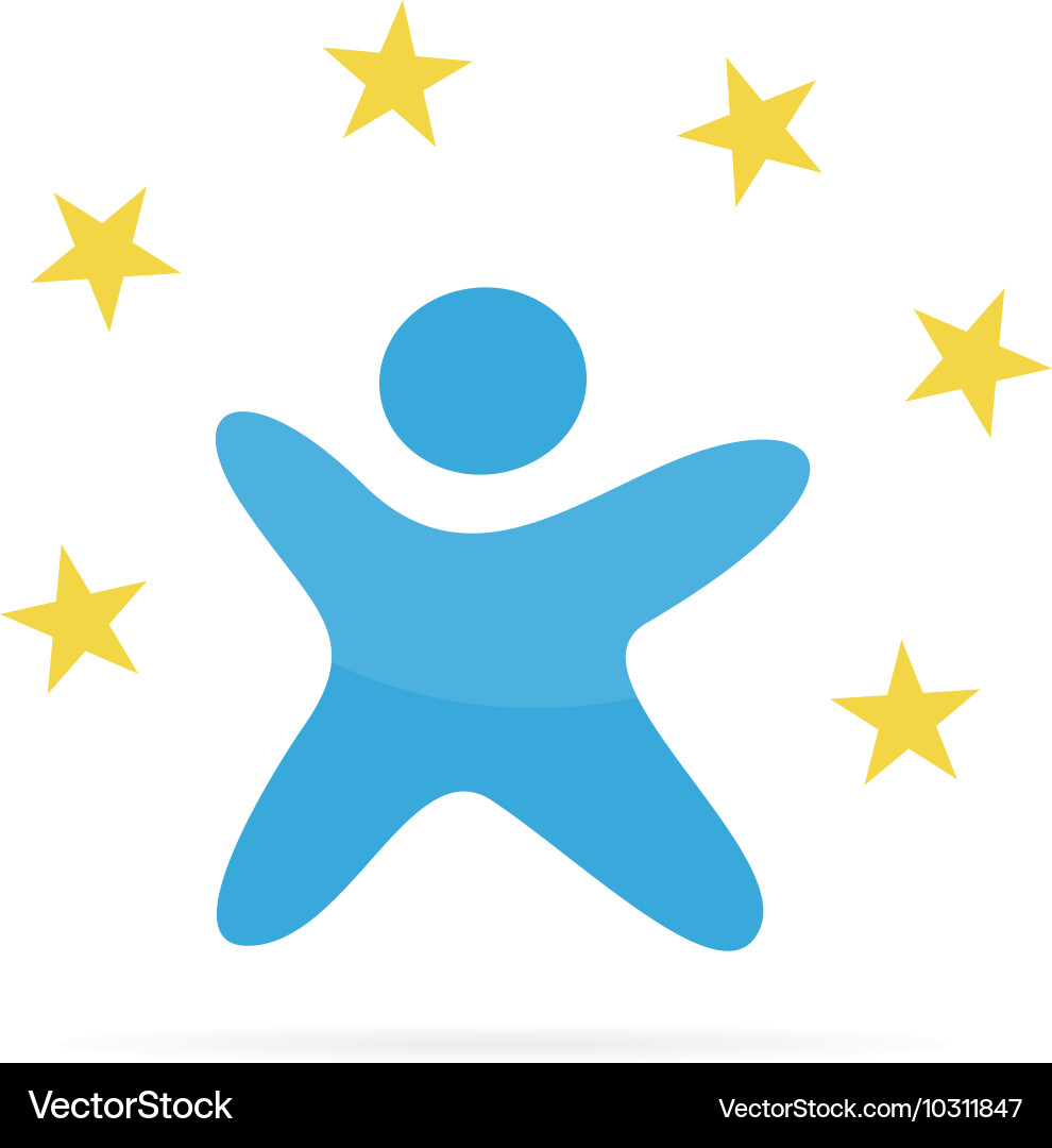 Abstract man logo with a star on a circle Vector Image