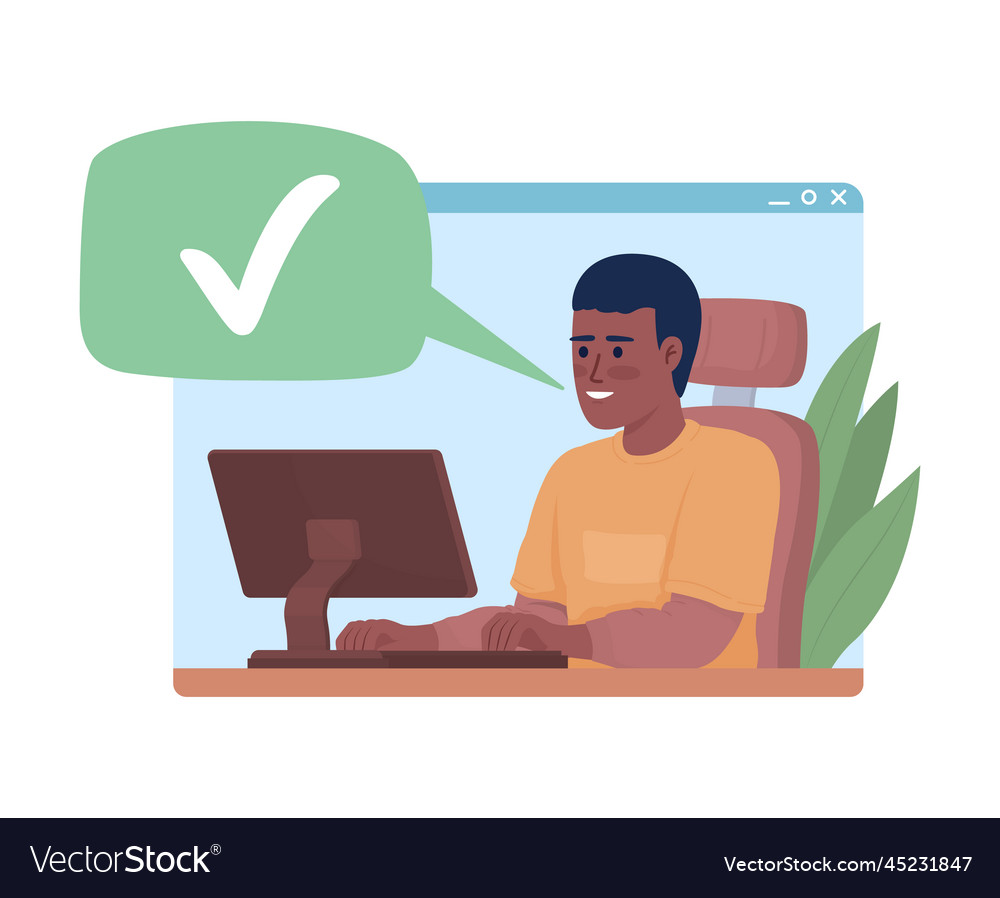Computer worker flat concept Royalty Free Vector Image