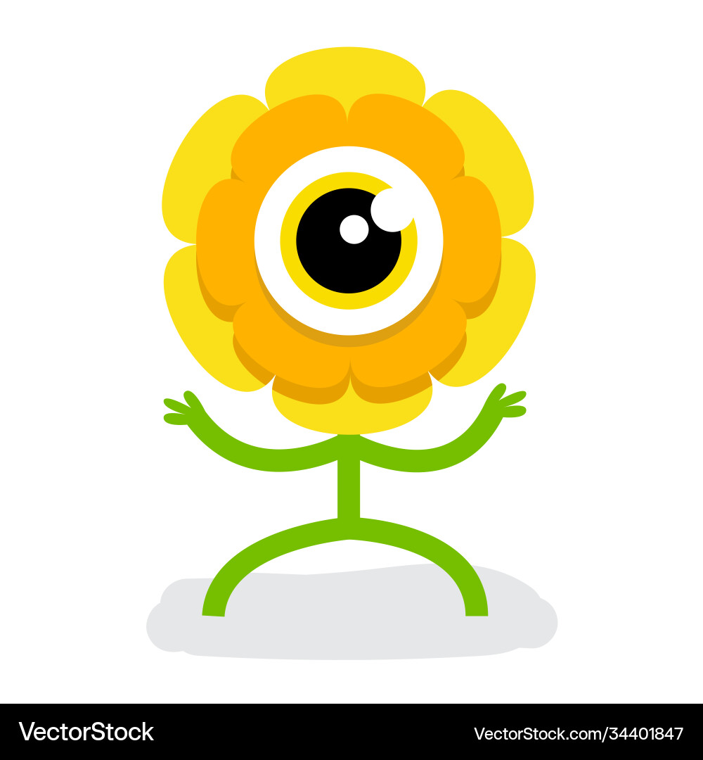 Cute sun flower halloween monster flat design Vector Image