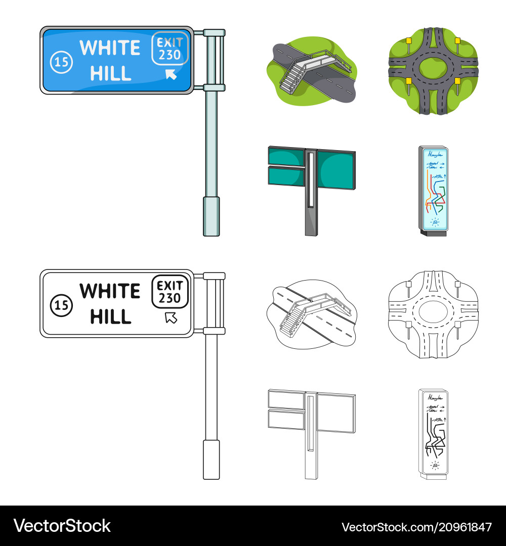 Direction signs and other web icon in cartoon Vector Image