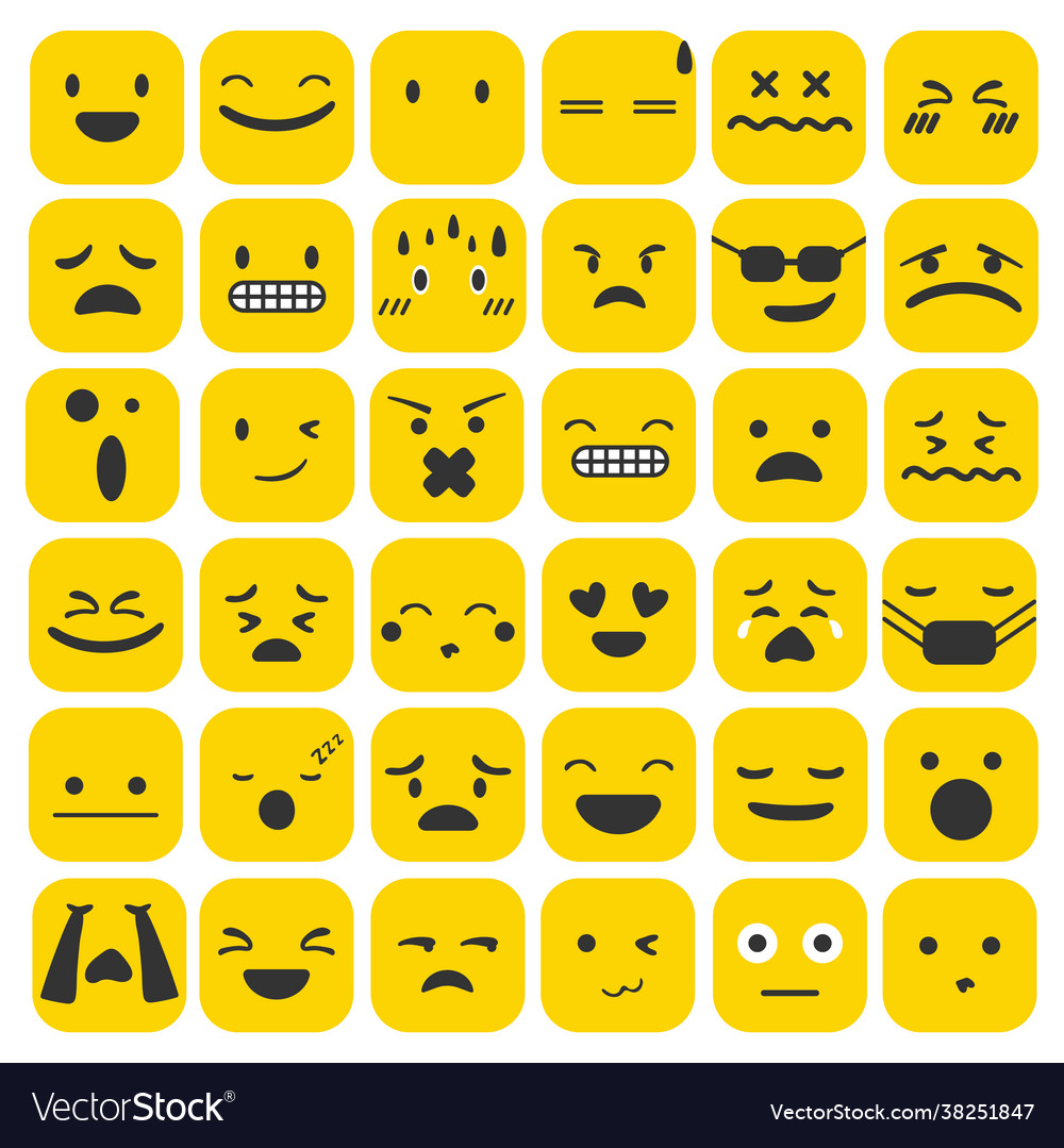 Emoji emoticons set face expression feelings Vector Image