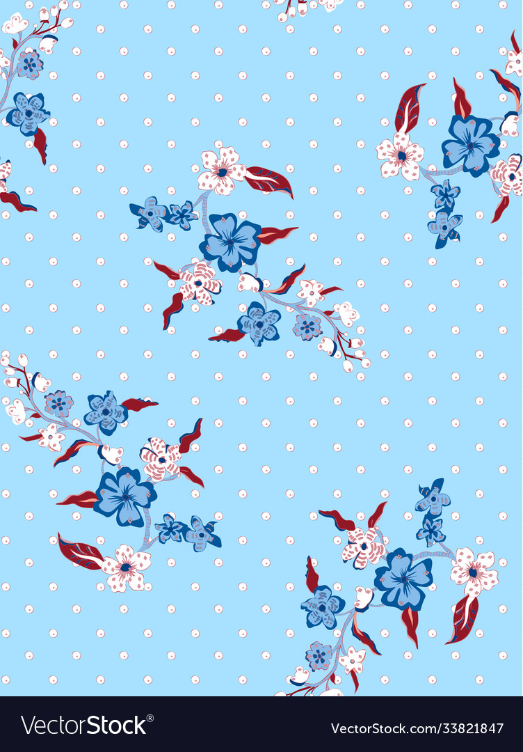 Gentle seamless polka dot pattern with flowers Vector Image