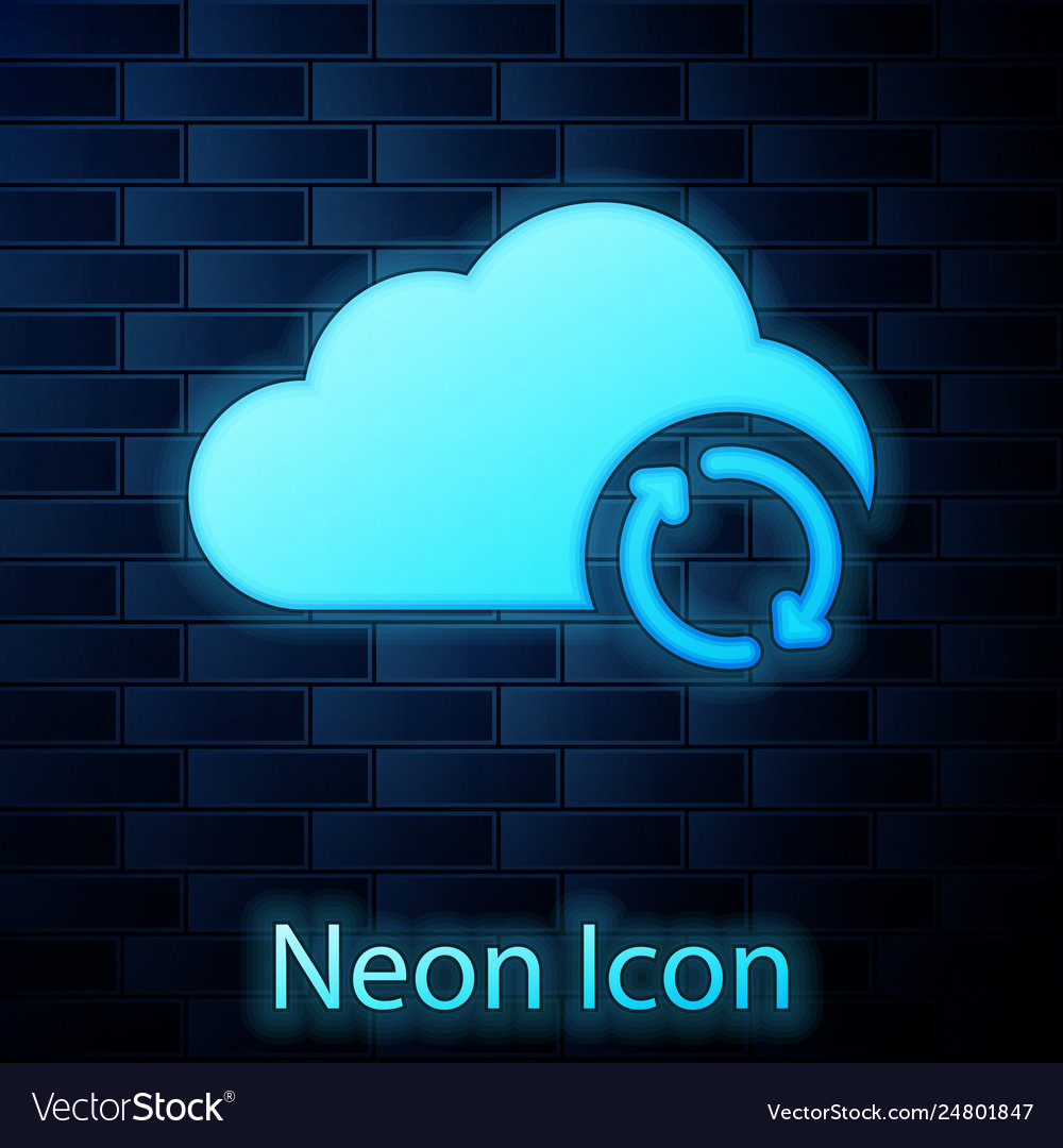 Glowing neon cloud sync refresh icon isolated Vector Image