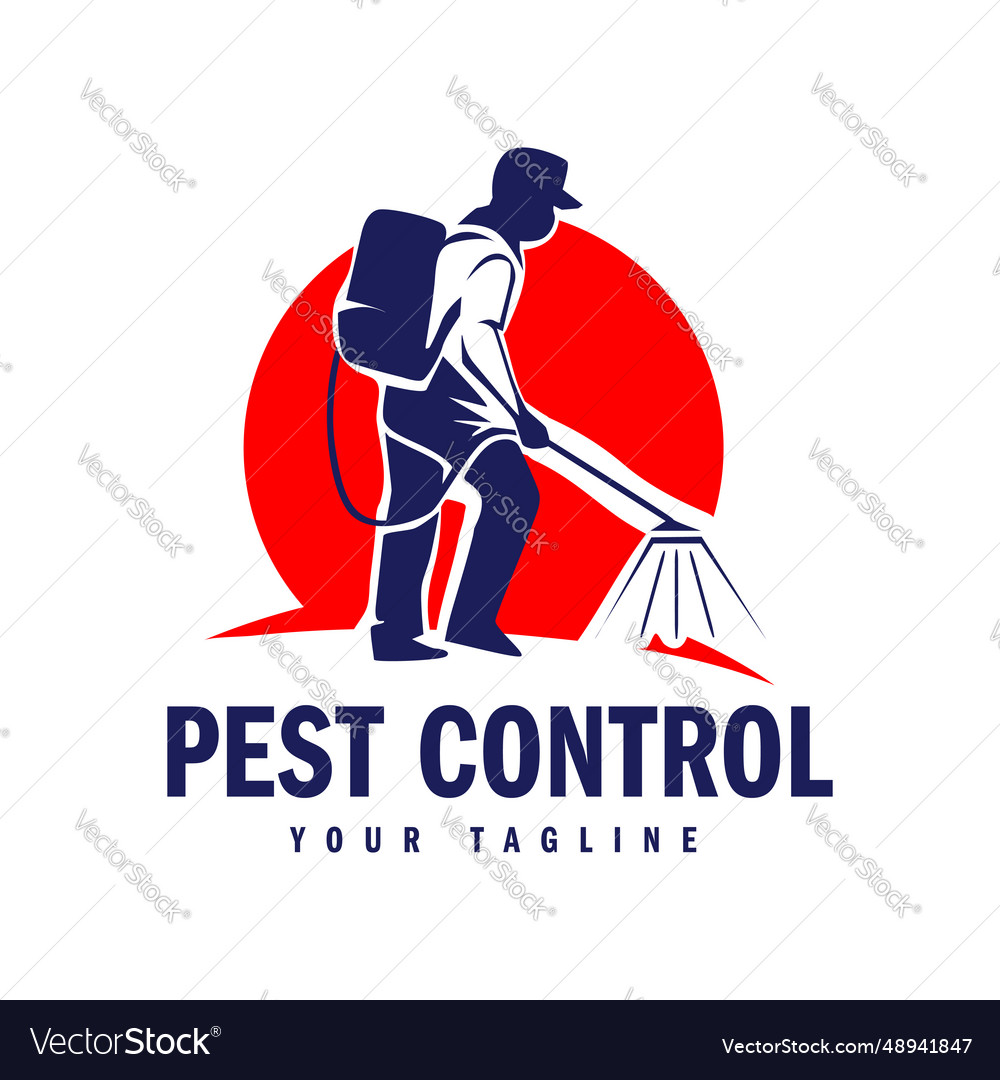 Hand-drawn pest control logo design Royalty Free Vector
