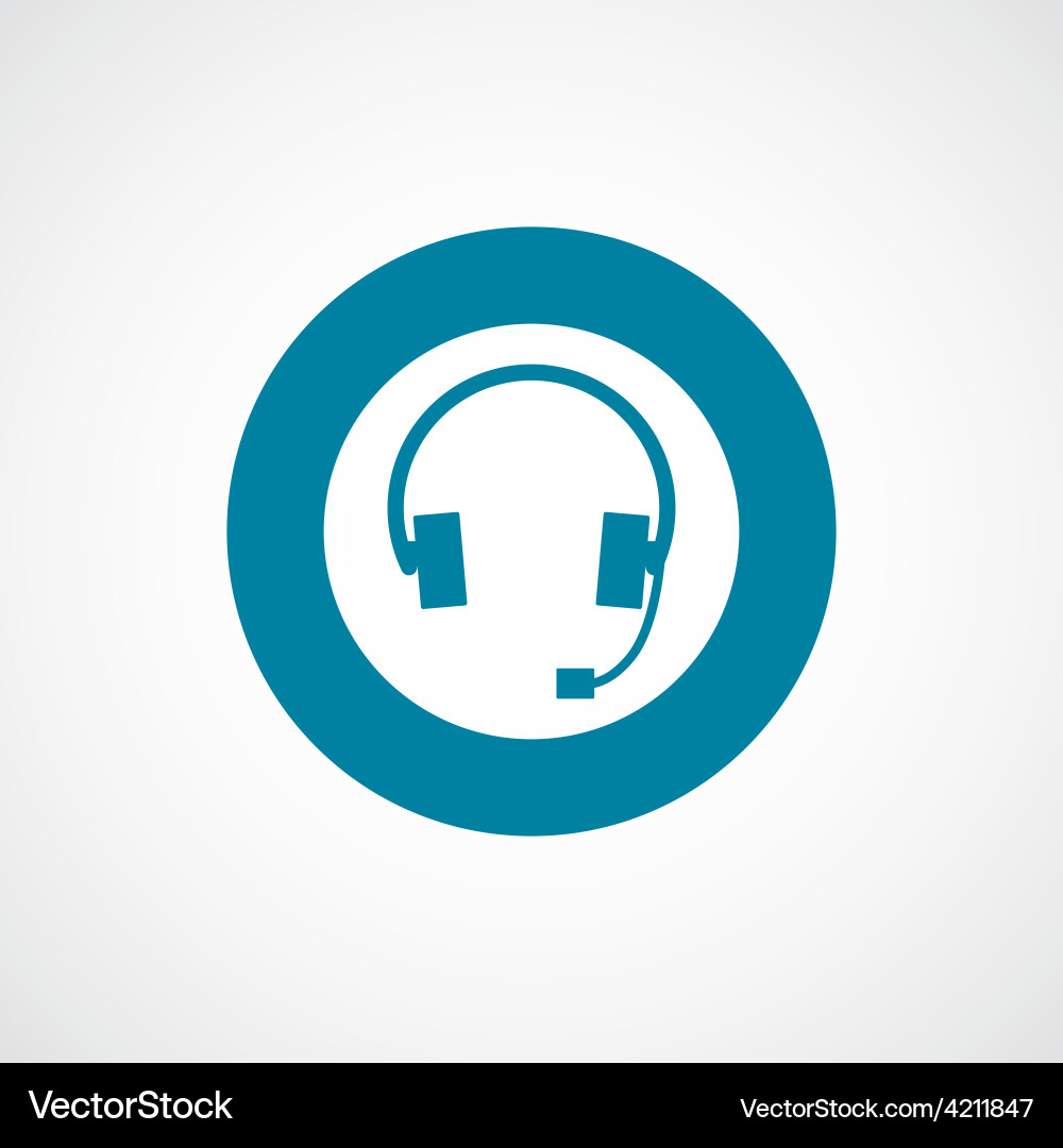 Headphones icon bold blue circle border Royalty Free Vector