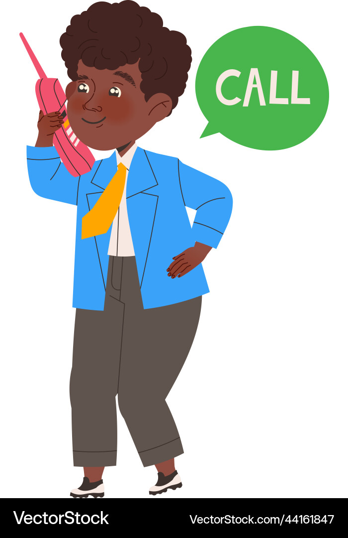Little boy calling with phone learning english Vector Image