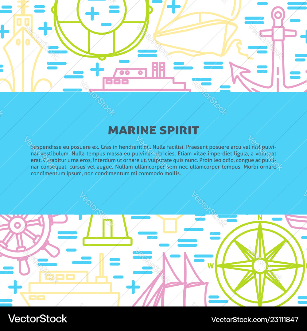 Marine banner or poster template with ships Vector Image