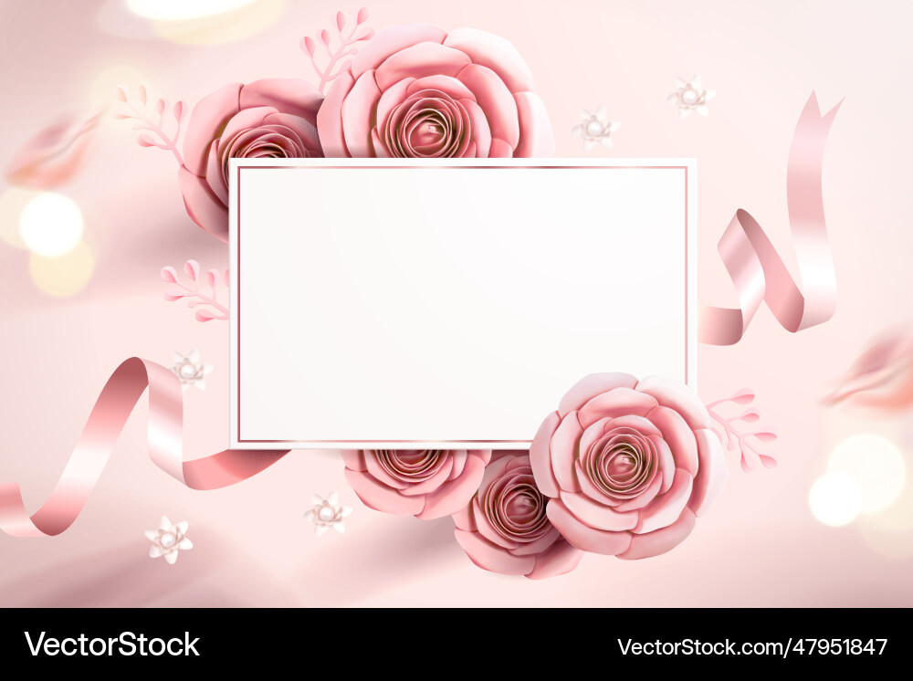 Pink paper flowers card Royalty Free Vector Image