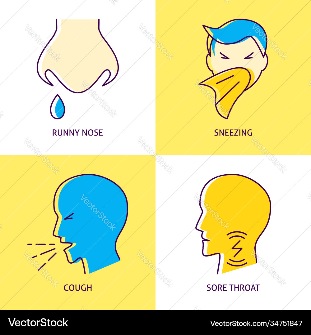 Respiratory disease symptoms icon collection Vector Image
