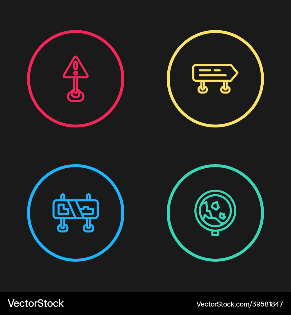 Set line road traffic sign warning rockfall Vector Image