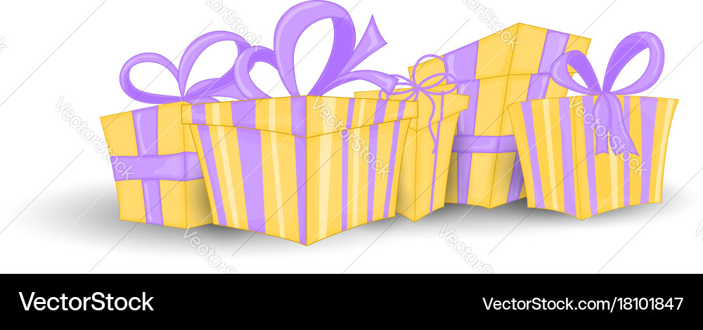 Set of different colorful wrapped gift Royalty Free Vector