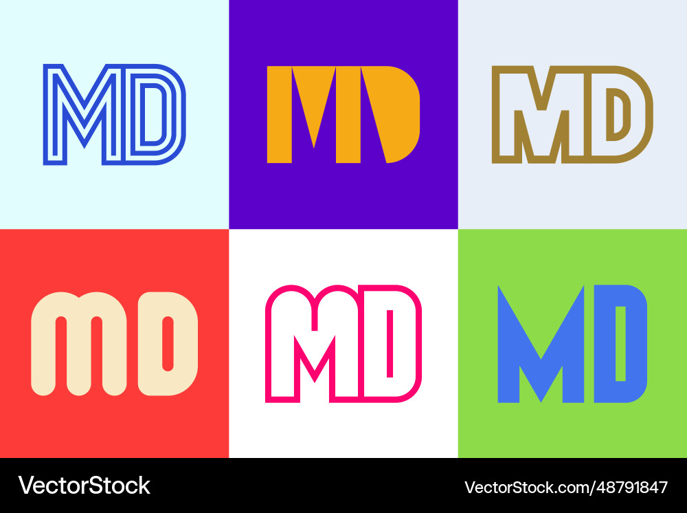 Set of letter md logos Royalty Free Vector Image