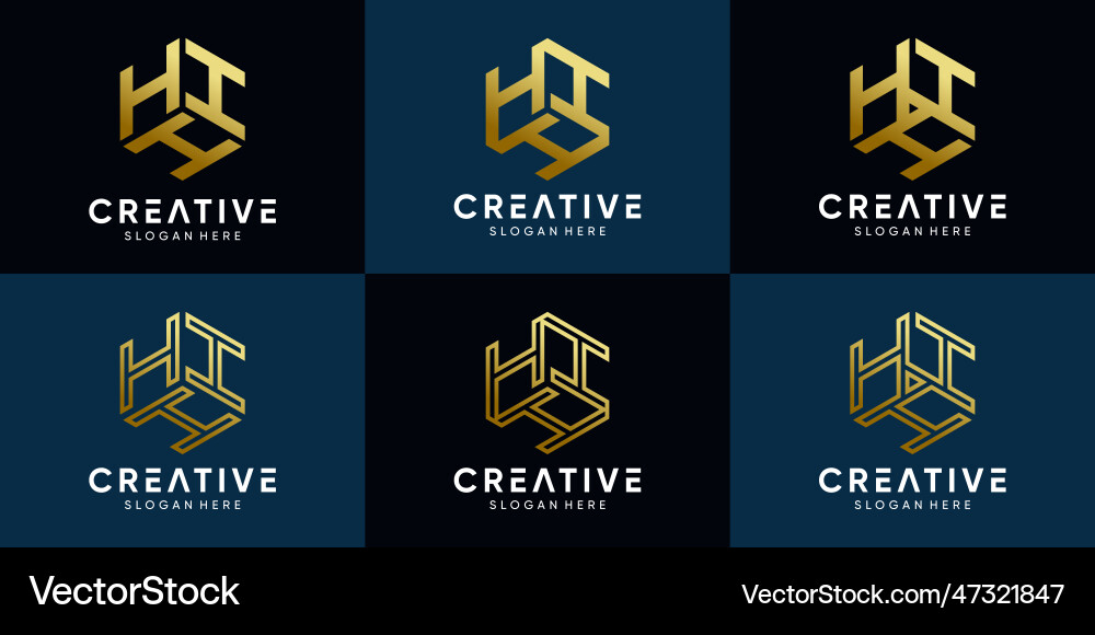 Set of monogram logo design initial letter h Vector Image