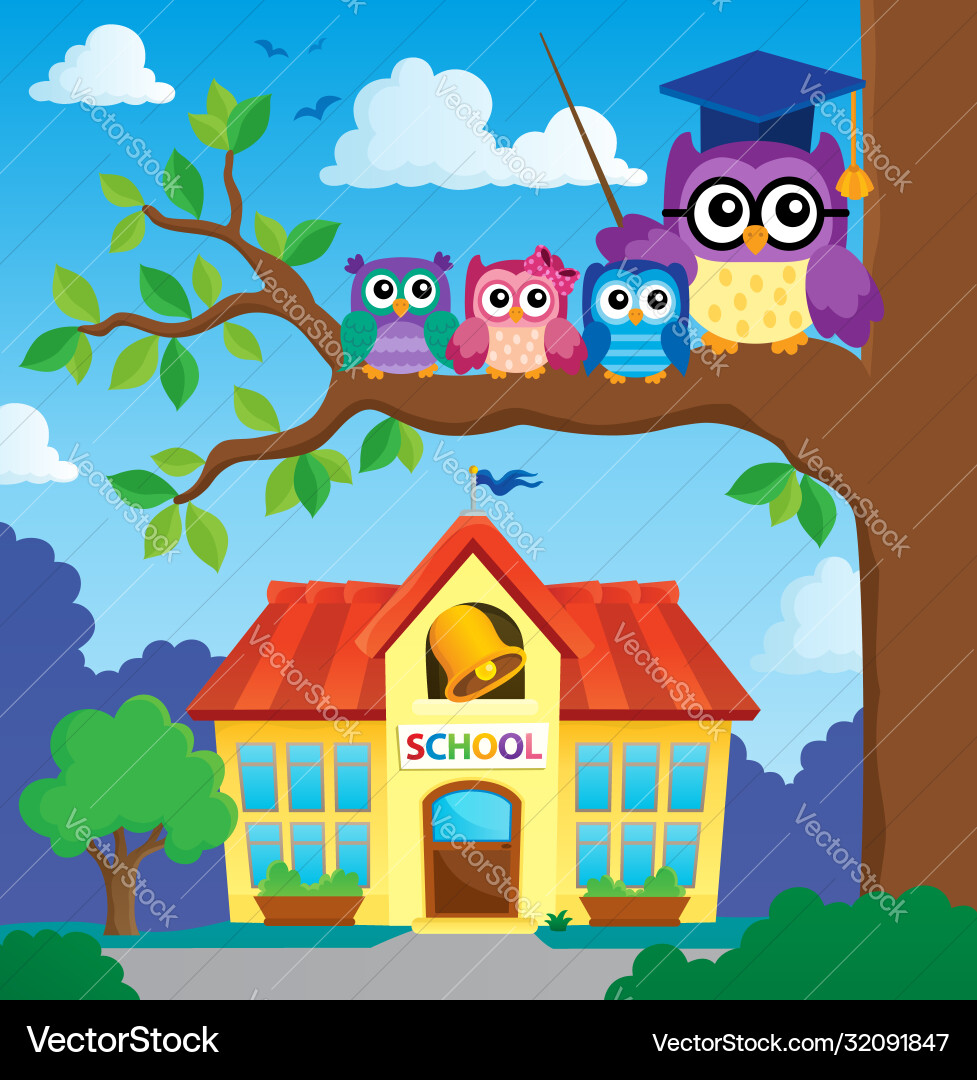 Stylized school owl theme image 7 Royalty Free Vector Image