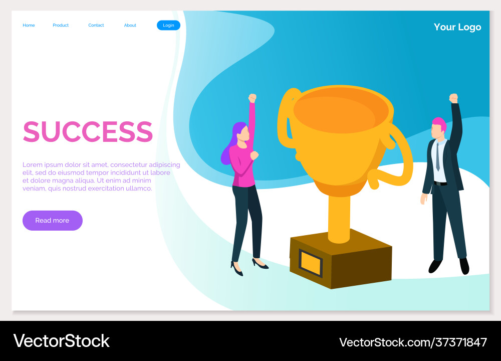 Success banner winner vision reaching goal Vector Image
