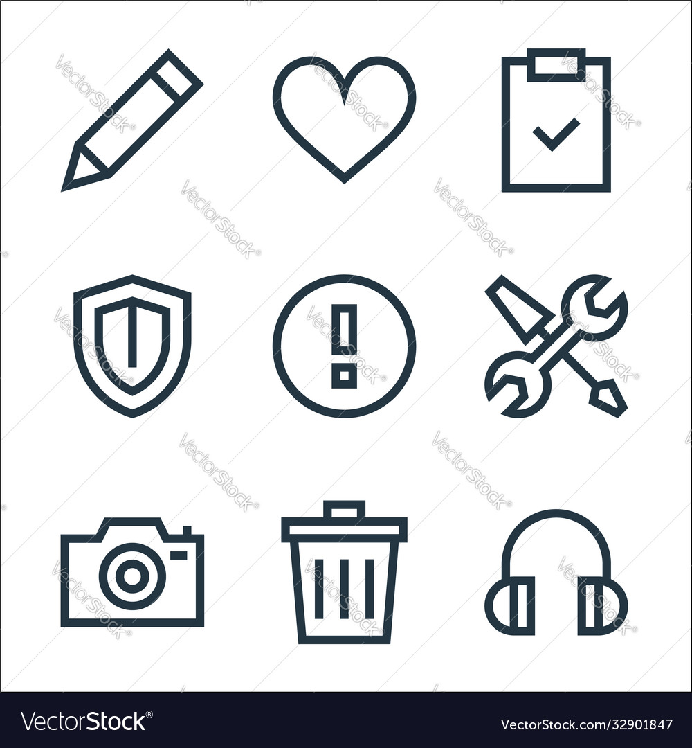 Web essentials line icons linear set quality line Vector Image