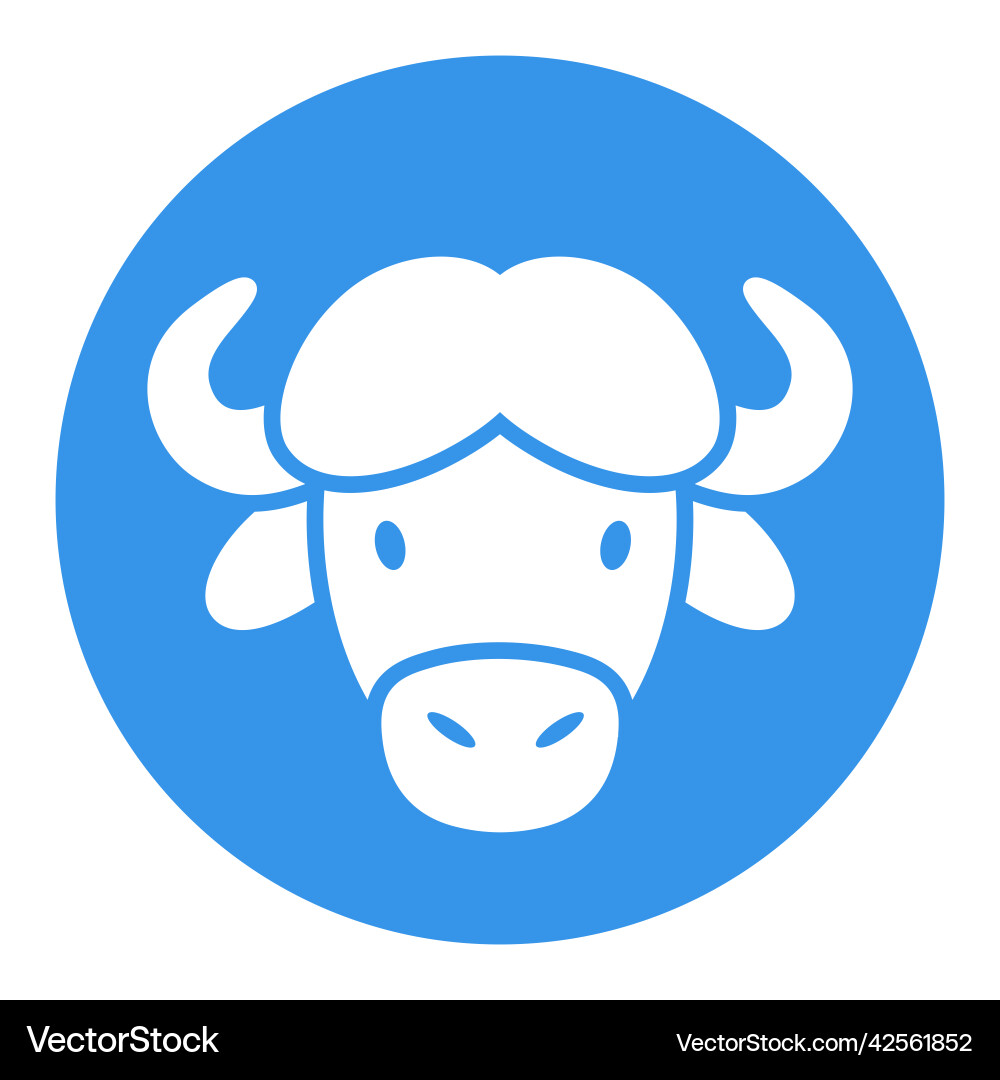 Buffalo bison ox glyph icon animal head Royalty Free Vector