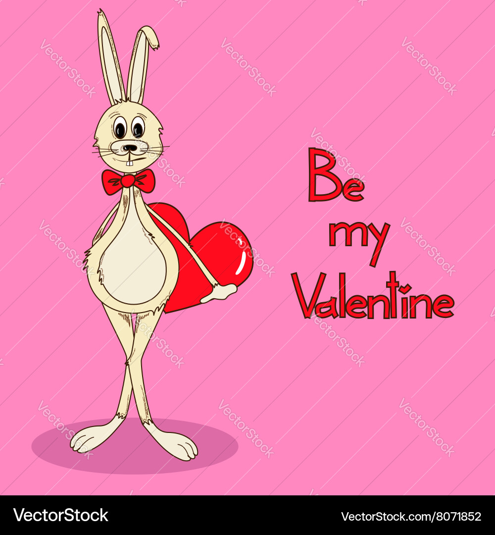 Card for valentines day with cute rabbit Vector Image