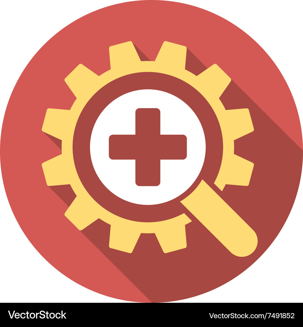 Find medical technology flat round icon with long Vector Image