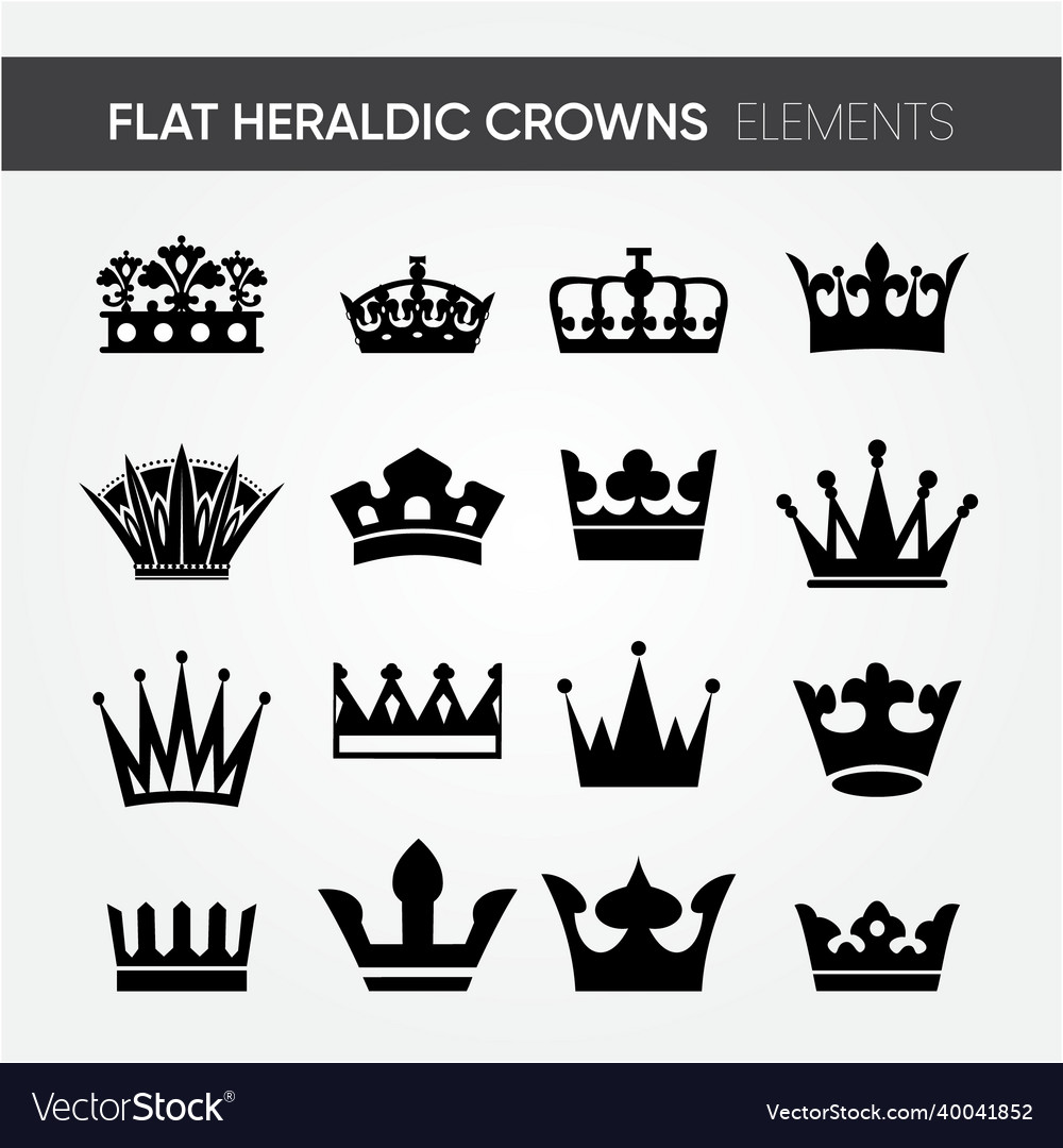Flat heraldic crowns elements Royalty Free Vector Image