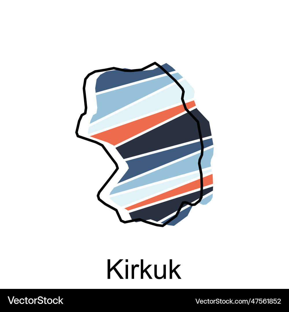 Fully editable detailed map of kirkuk map Vector Image