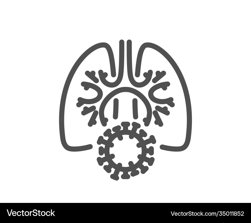 Lungs with coronavirus line icon pneumonia Vector Image